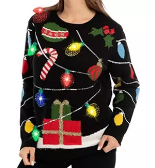 JOYIN - Womens LED Light Up String Light Ugly Christmas Sweater Built ...