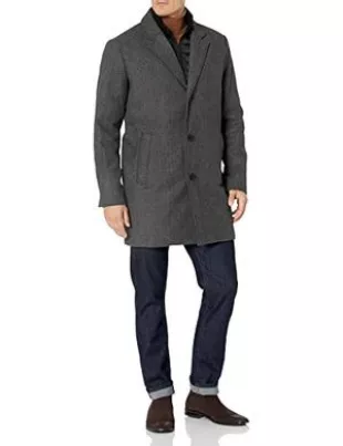 Dockers - Henry Wool Blend Top Coat, Charcoal Herringbone