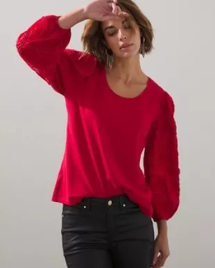 Chico's - Rose Applique Top