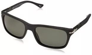 Persol - PO3048S Rectangular Sunglasses, Black/Green Polarized, 58 mm