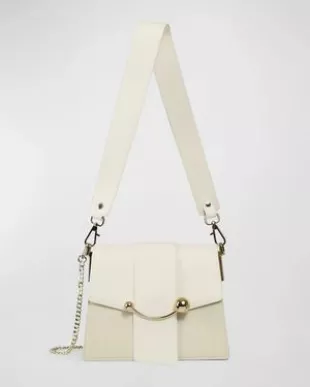strathberry - Box Crescent Bicolor Leather Shoulder Bag
