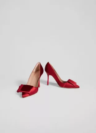 Lk Bennett - Agathe Red Satin Bow Pumps