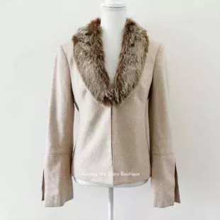 vintage - Faux Fur + Wool Beige Jacket
