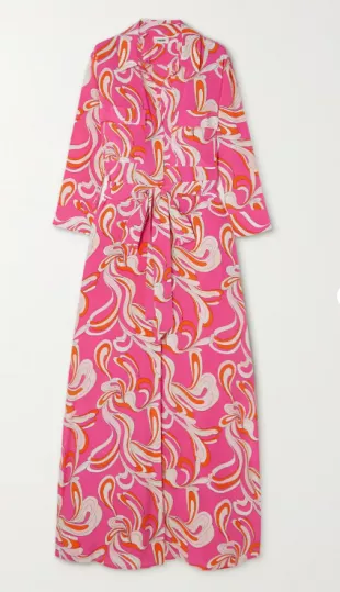 L'agence - Cameron Printed Silk Crepe de Chine Maxi Shirt Dress