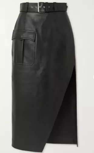 Alexander McQueen - Belted leather Midi Skirt