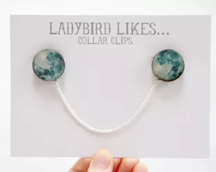 ladybirdlikes on Etsy - Moon Wooden Collar Clips