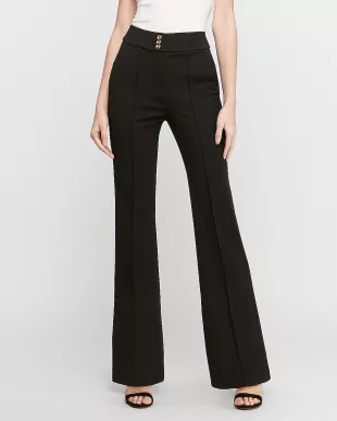 express - High Waisted Gold Button Ribbed Flare Pant