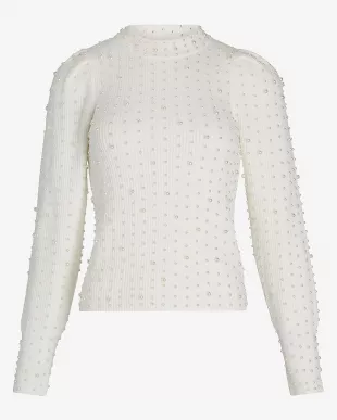 express - Pearl Embellished Crew Neck Sweater