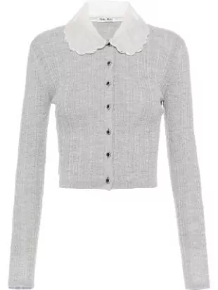 Miu Miu - Scalloped Collar Knitted Top