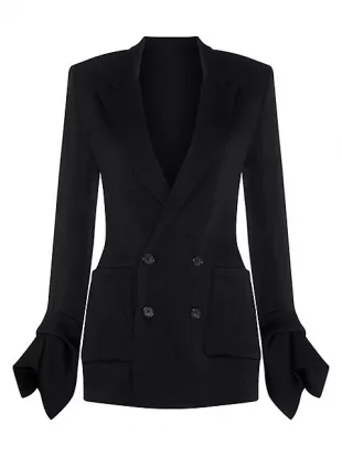 Roland Mouret - Nobleman Stretch Silk Ruffle Cuff Blazer