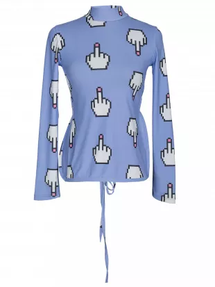 Natasha Zinko - Pixel Middle Finger-Print Longsleeve Top