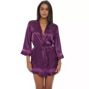 Alexander Del Rossa - Lace Trim Satin Robe