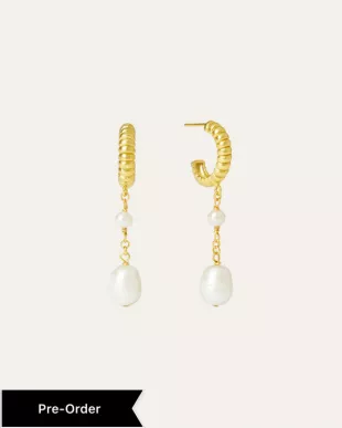 Ottoman Hands - Dune Hoop Earrings with Pearls