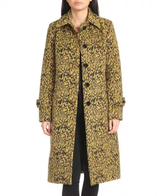 AVEC LES FILLES - Leopard-Print Single-Breasted Coat