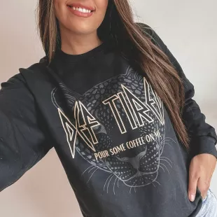 Def tired Pour Some Coffee On Me Tiger Tired Coffee Vintage Sweatshirt