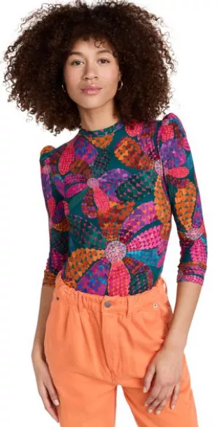 FARM Rio - Heart Daisy Teal Thong Bodysuit