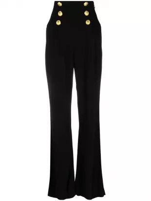 Balmain - Button-embellished High-rise Trousers