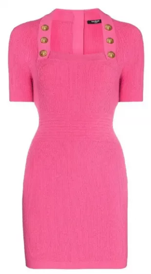 Balmain - Square Neck Knitted Mini Dress