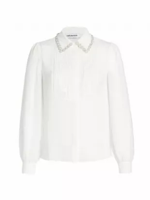 Self Portrait - Lace & Bead-Embellished Blouse
