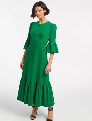 cefinn - Daphne Pin Corduroy Round Neck Maxi Dress