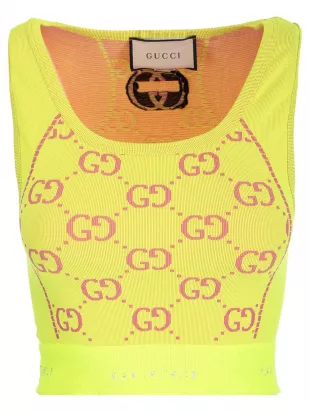 Gucci - GG Jacquard Sleeveless Cropped Top