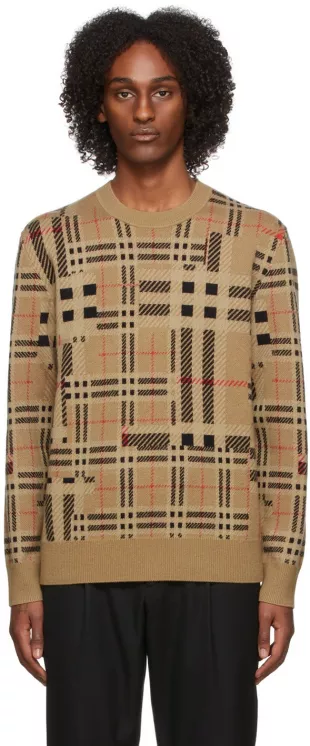 Burberry - Mixed Check Jacquard Cashmere Sweater