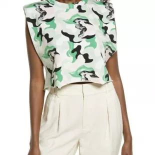 Open Edit - Strong Shoulder Crop Cotton Muscle Top
