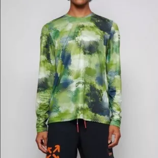 Off-White - Active Long Sleeve Mens Green Top Shirt Large