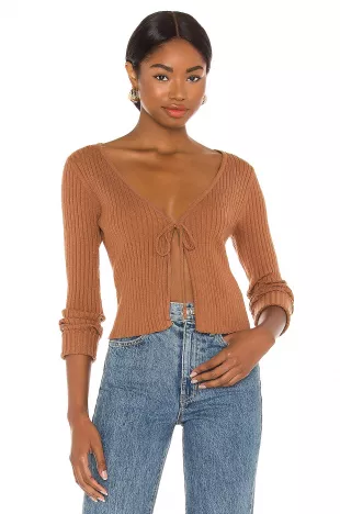 Snyds - Brown Ribbed Knit Top