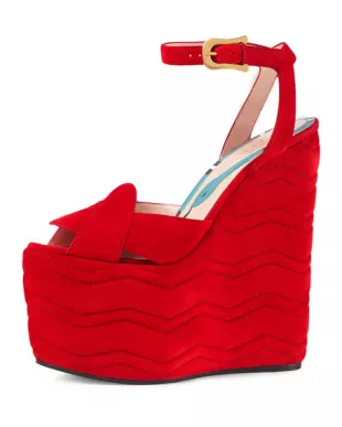Gucci - Sally Suede Platform Wedge Sandal