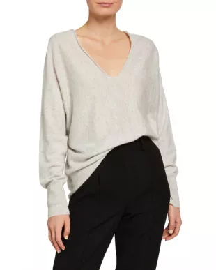 vince - Double V-Neck Cashmere-Linen Sweater