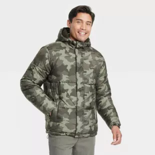 Goodfellow & Co™ - Men's All Over Camo Print Midweight Puffer Jacket