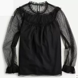 jcrew - Ruffle-Trim Top in Dot Tulle