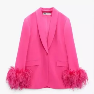 Zara - Straight Cut Feather Blazer