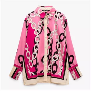 Zara - Multicolored Chain-Print Shirt,