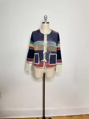 ClairvoyantVintageCo - 70s Collage Suede Sweater Jacket