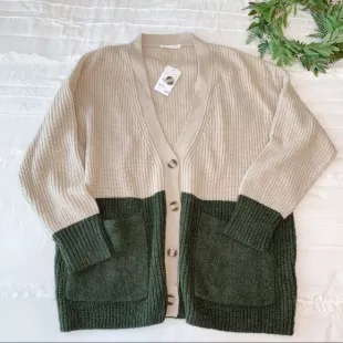 lush - Color Block Chunky Oversized Knit Cardigan