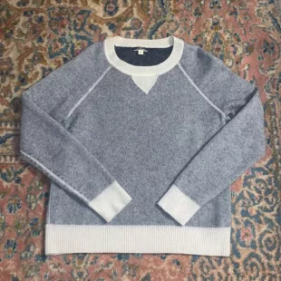 J Crew - Cashmere Sweater Grey Blue White Casual Style