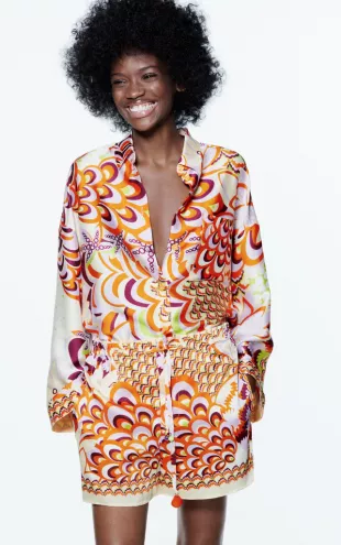 Zara - 2022 Multicolor Printed Shirt Top Blouse