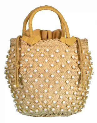 Le Nine - Large Nina White Opal Basket Bag