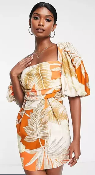 ASOS DESIGN - Exaggerated Blouson Sleeve Mini Dress