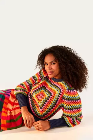 FARM Rio - Sunset Stripes Crochet Sweater