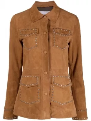 Stand Studio - Studded Suede Shirt Jacket