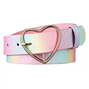 rainbow - Rhinestone Heart Buckle Belt