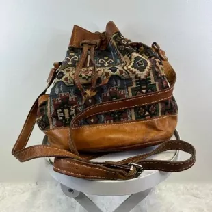 vintage - Leather Tapestry Bohemian Southwestern Aztec Bucket Bag ...