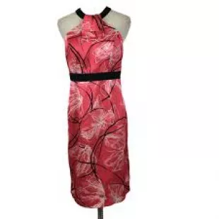 merona - Merona Satin Halter Sheath Dress 6 Pink Floral Lined Polyester ...