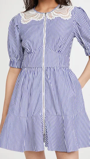 Self Portrait - Stripe Cotton Mini Dress