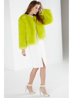 LAVISH ALICE - Lime Green Faux Fur Jacket | Women's Jackets | Lavish Alice
