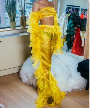 Yellow Reflective Ruffle Set