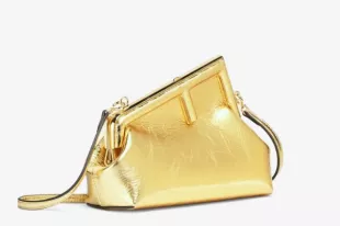Fendi - First Small Gold Laminated Leather Bag